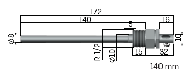 Temperature Sensor Pocket, 1/2" BSP, Length = 140mm. – Stockshed® | UK ...