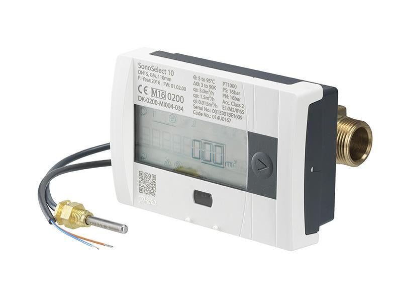 1/2" BSP Danfoss SonoSelect 10 Cooling Meter. qp 1.5m3/hr. Mbus + Puls ...